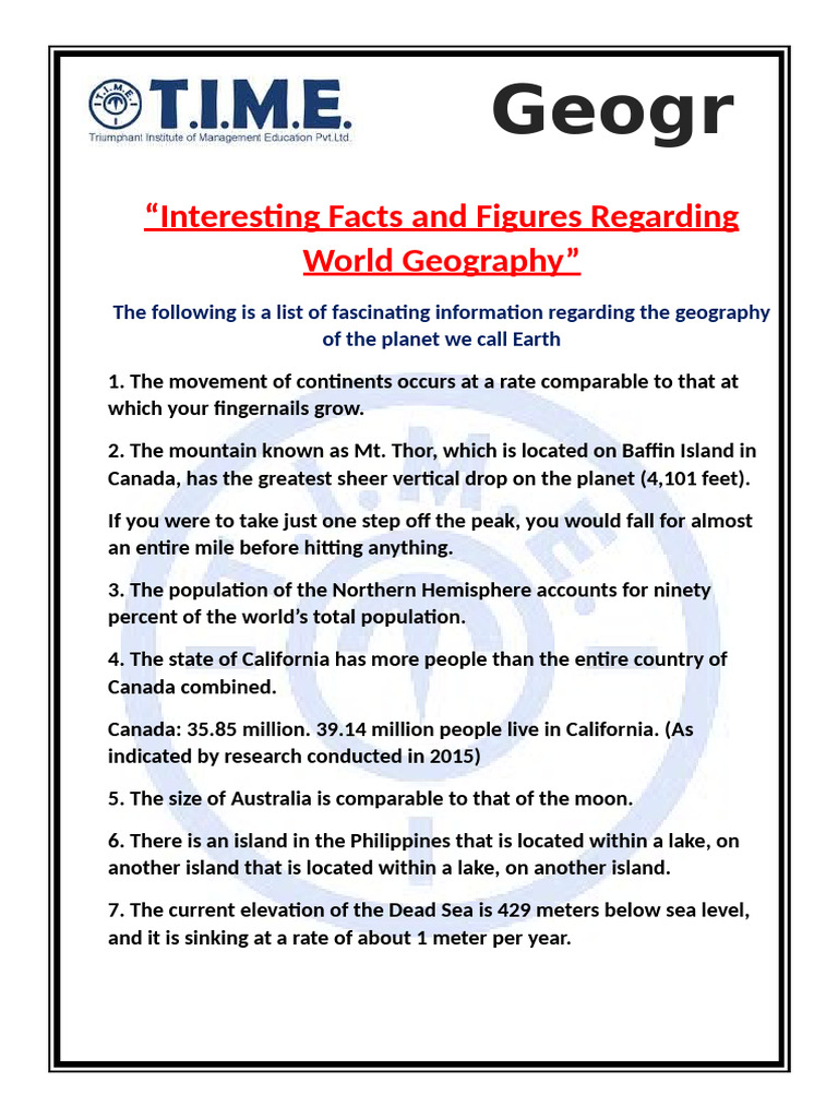 Fascinating World Geography Facts | PDF