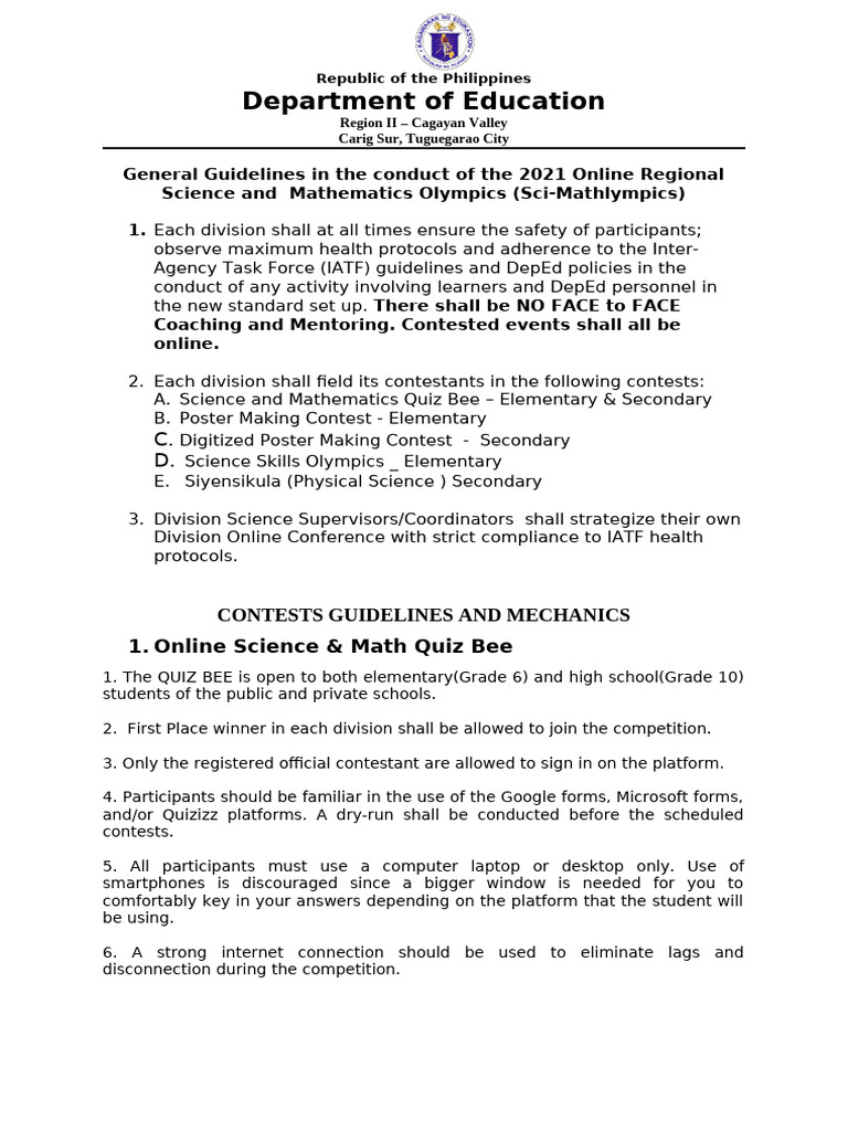 Edited June7 Inclosure Sci Mathlympics Final | PDF