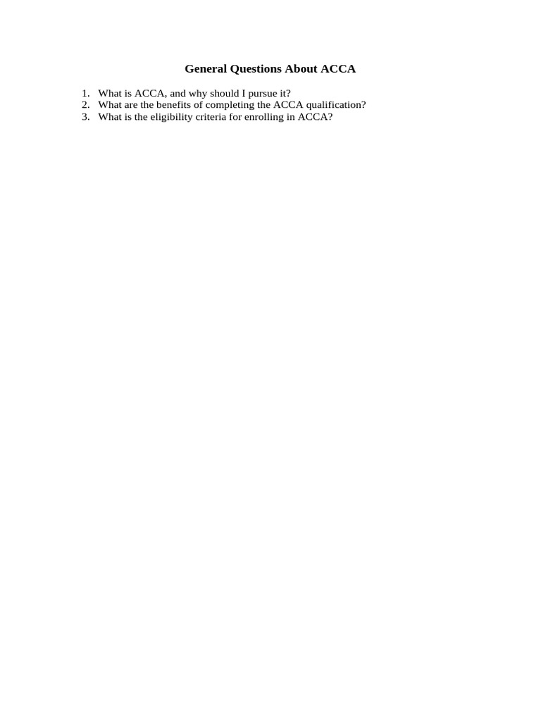 General Questions About ACCA | PDF