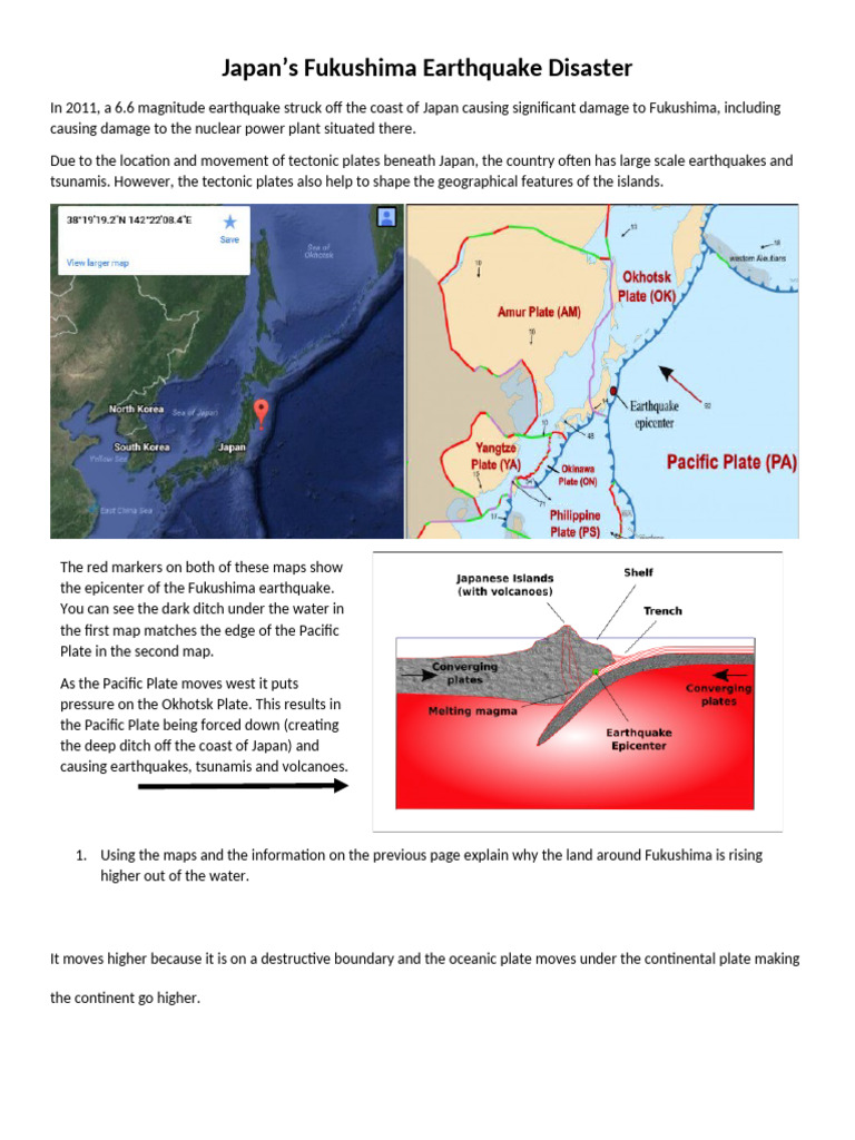 Fukushima Earthquake and Tectonic Plates | PDF | Earthquakes | Plate ...