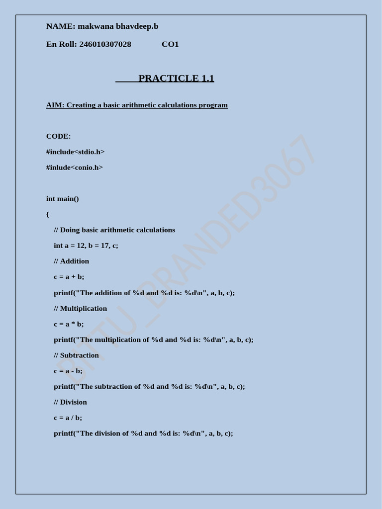PRACTICLE (BCP).c (1) | PDF