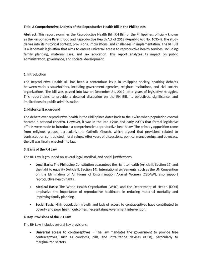 RH Law | PDF | Maternal Death | Birth Control