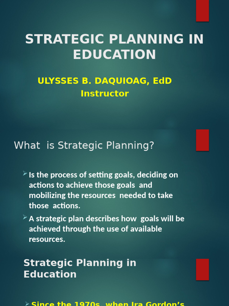 Strategic Planning in Education | PDF