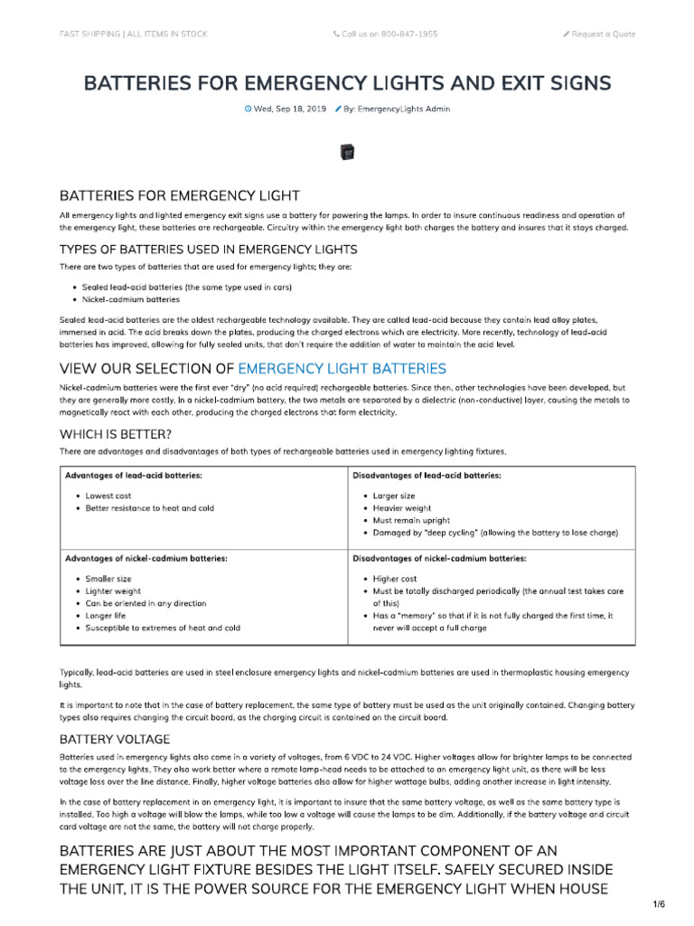 Battery Emergency Light Exit | PDF