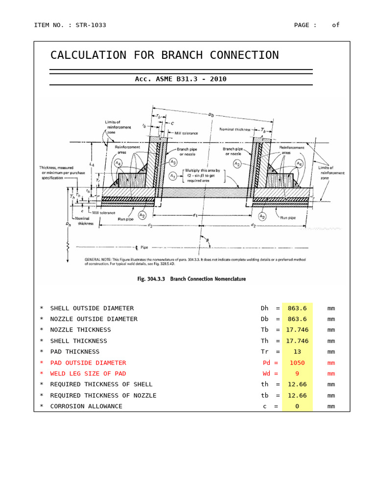 Branch Connection Calculation ASME B31.3 | PDF | Pipe (Fluid Conveyance ...