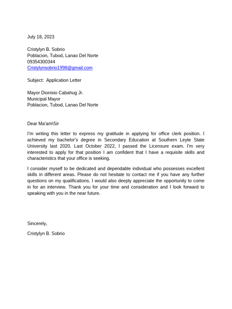 July 11 Application Letter1 | PDF