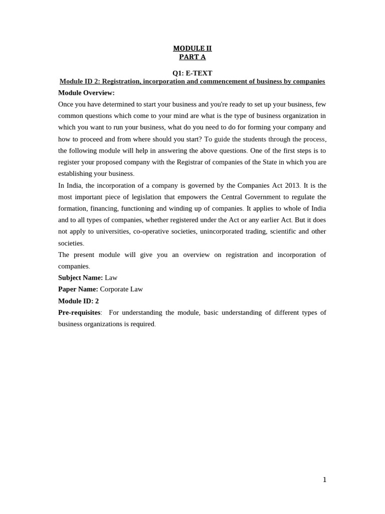 Module 2 Full | PDF | Articles Of Association | Business