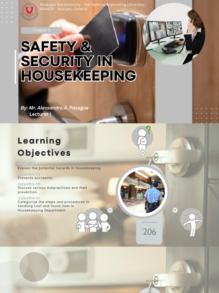 Chapter 8 Safety & Security in Housekeeping | PDF | Housekeeping ...