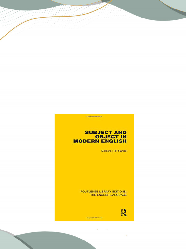 (Ebook) Subject and Object in Modern English by Barbara H Partee ISBN ...