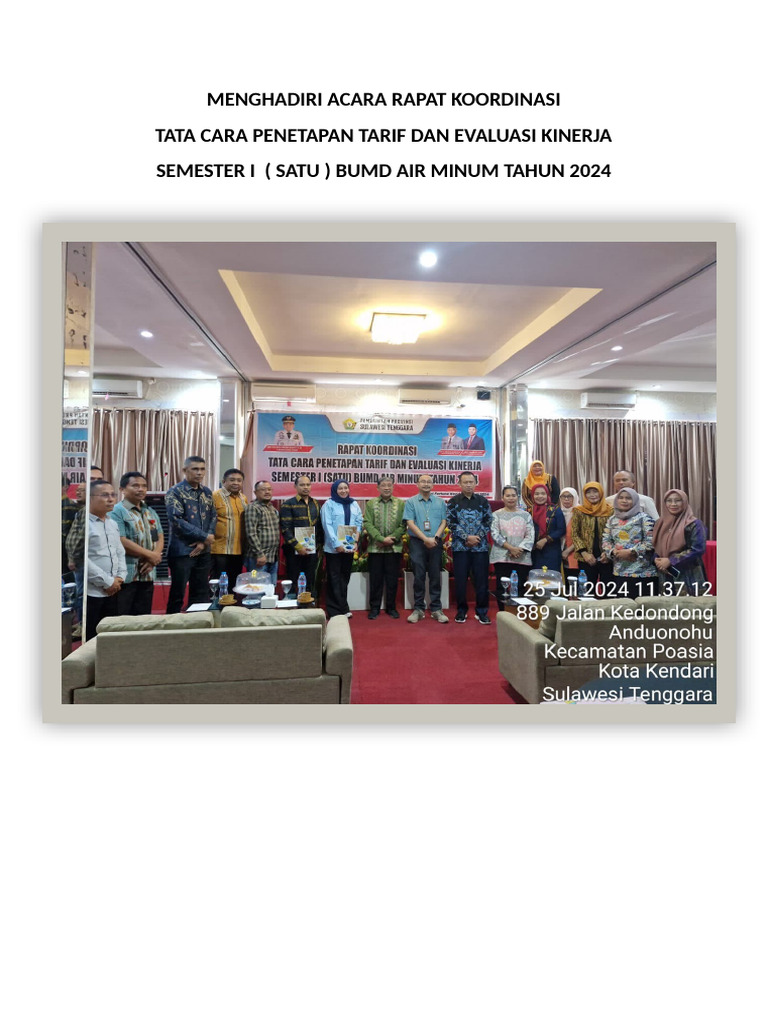 Menghadiri Acara Rapat Koordinasi Ibu Eda Workd | PDF