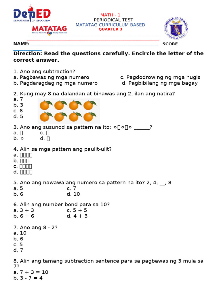 MATH Tagalog | PDF
