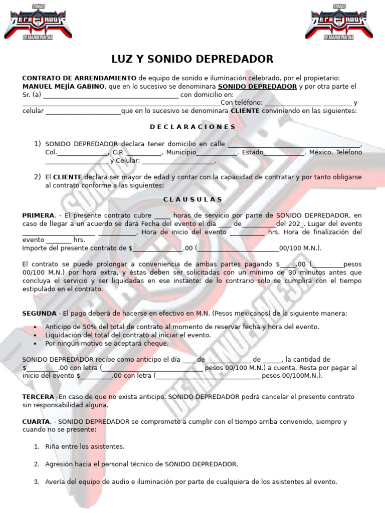 Contrato de Sonido | PDF