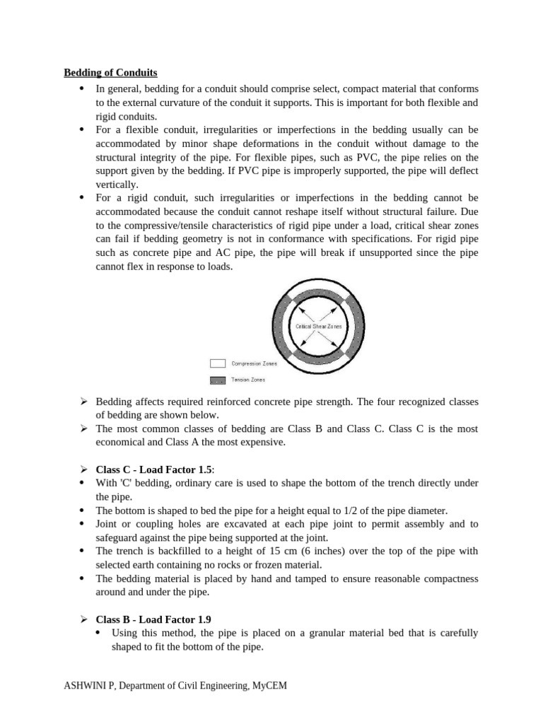 Conduit Bedding and Excavation Techniques | PDF | Pipe (Fluid ...