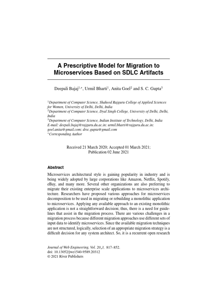 A Prescriptive Model For Migration To Microservices Based On SDLC Artifacts | PDF | Cluster ...