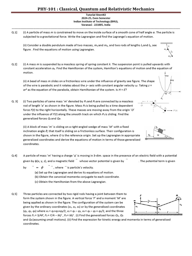 Tutorial#2 | PDF | Lagrangian Mechanics | Hamiltonian Mechanics