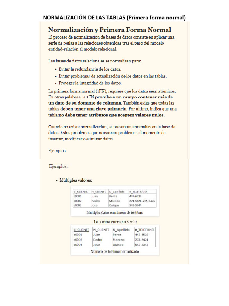 Normalización de Las Tablas | PDF