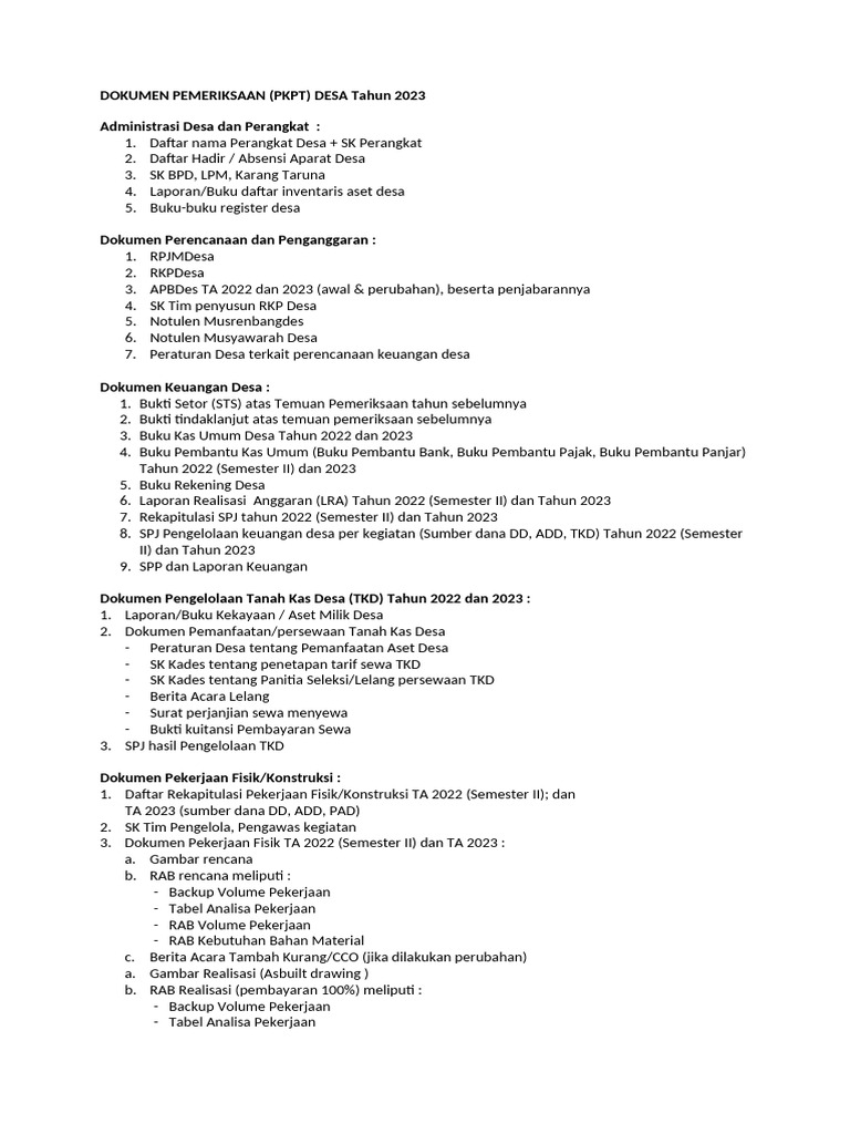 1_Permintaan Dokumen PKPT_Desa 2023 | PDF