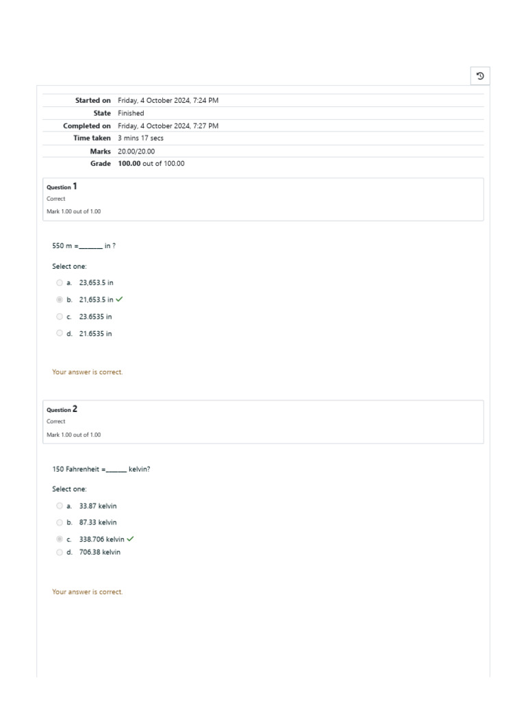 Prelim Lab Quiz 2_ Attempt review physics | PDF | Fahrenheit | Celsius