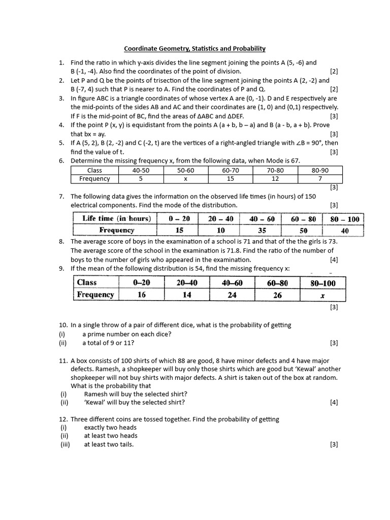Coordinate Geo, Statistics and Probability | PDF | Probability | Triangle