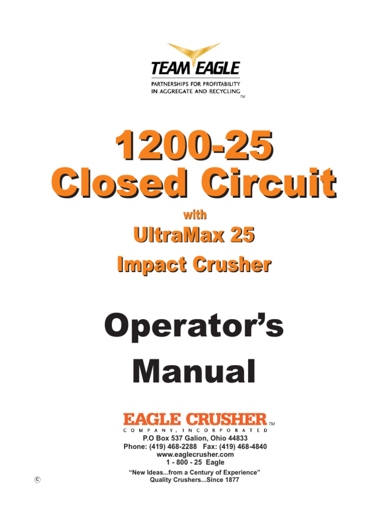 Eagle Crusher Equipment Operation Manual | PDF | Regulatory Compliance ...