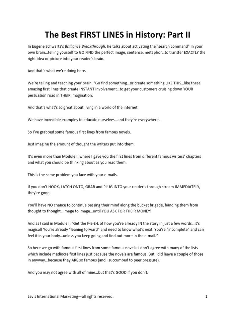 Opening Lines (Part 2) | PDF