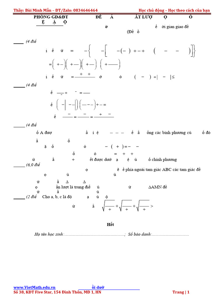 (Đề thi HSG T7) Huyện Hậu Lộc | PDF