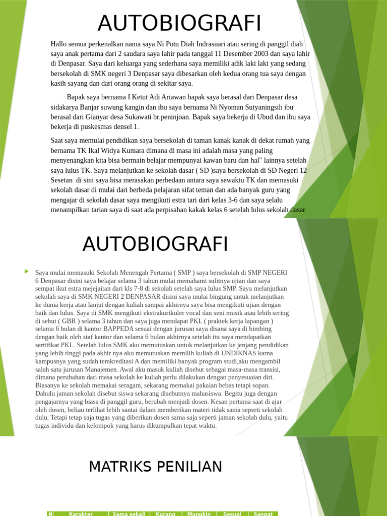 Autobiografi Ni Putu Diah Indrasuari | PDF