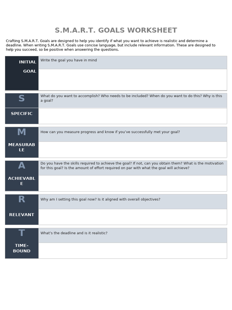 SMART Goal Template 3 | PDF