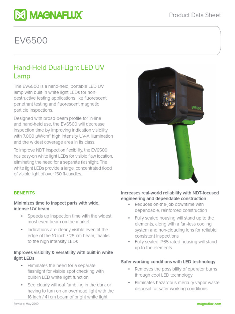 EV6500 UV Lamp Product Data Sheet | PDF | Ultraviolet | Light Emitting ...