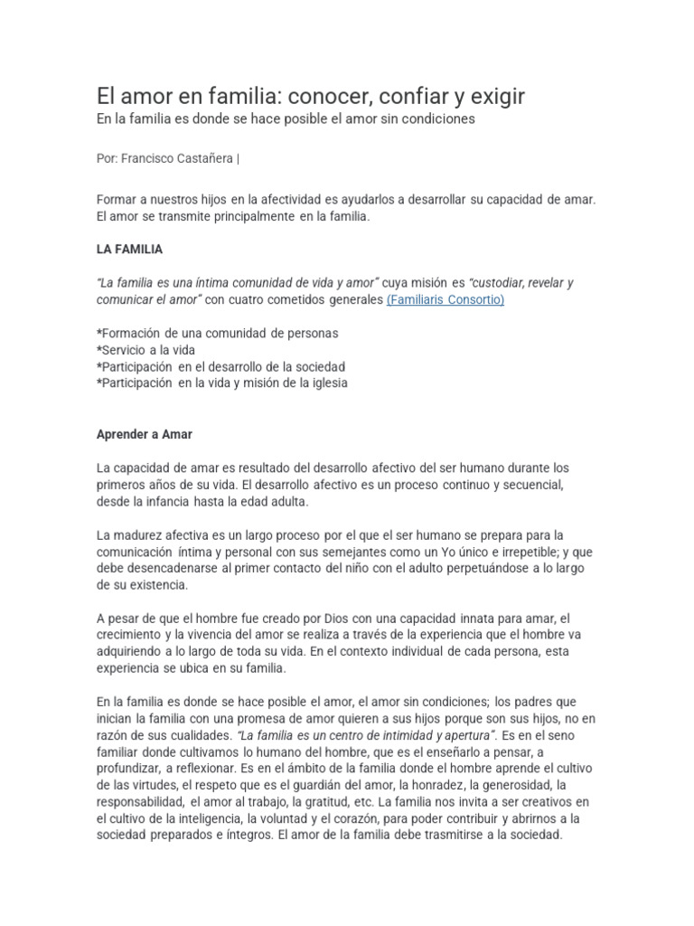 Amor Familiar: Clave para Educar y Crecer | PDF | Amor | Familia