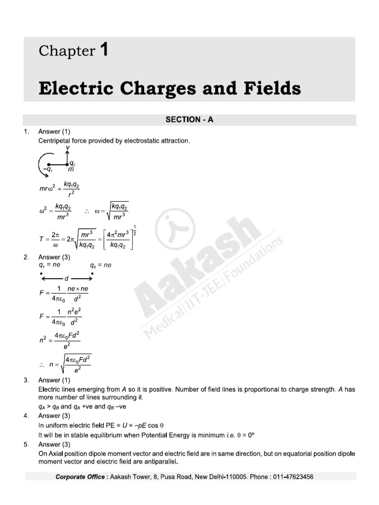 PHY XII Sol Chapter 1 | PDF