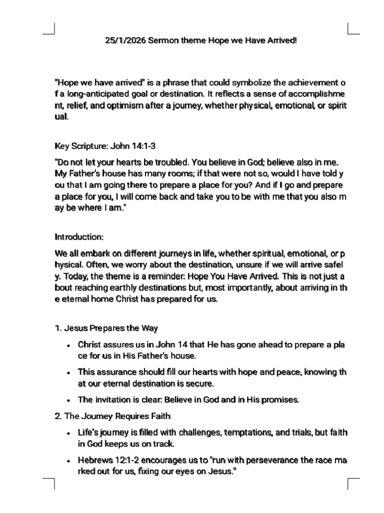 Induction Service Sermon Theme Hope We Have Arrived 05c - Phoenix | PDF