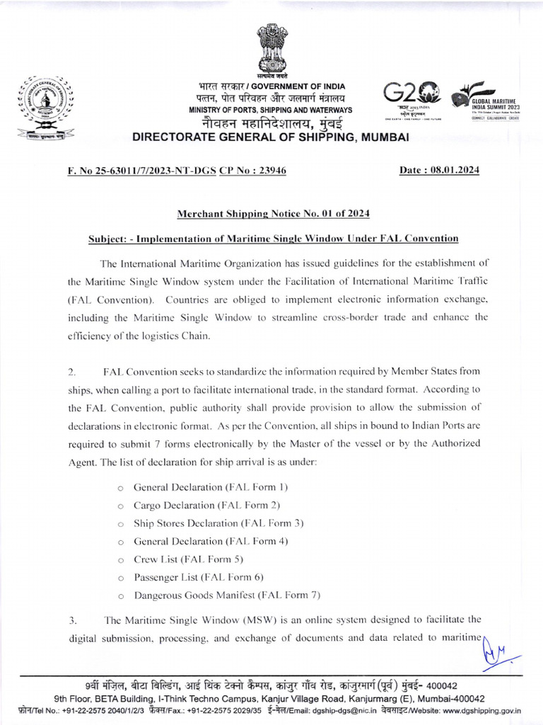 Implementation of Maritime Single Window | PDF