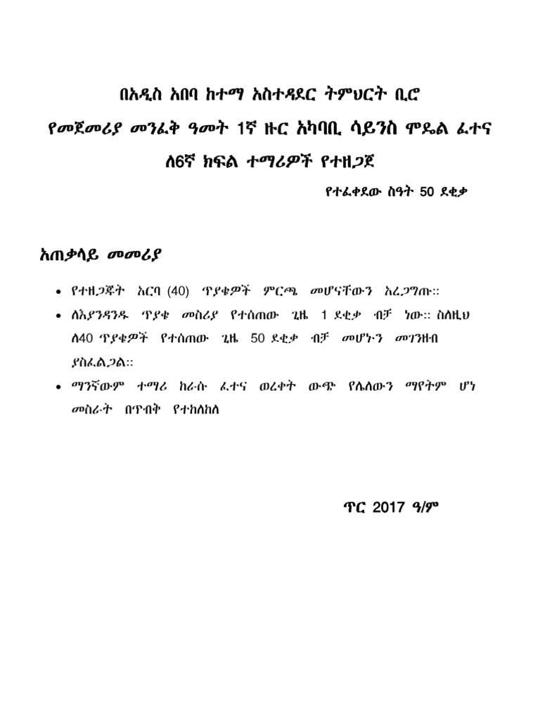 ENV. S G6 Addis Ketema | PDF