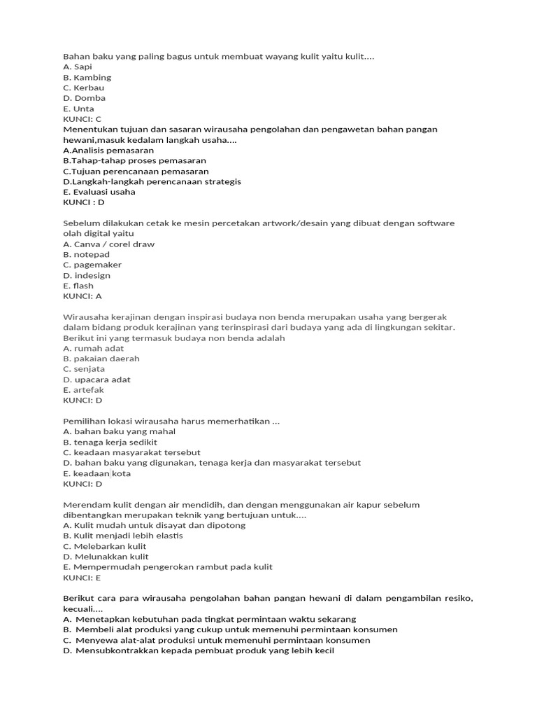 Bank Soal Xi Pkwu | PDF
