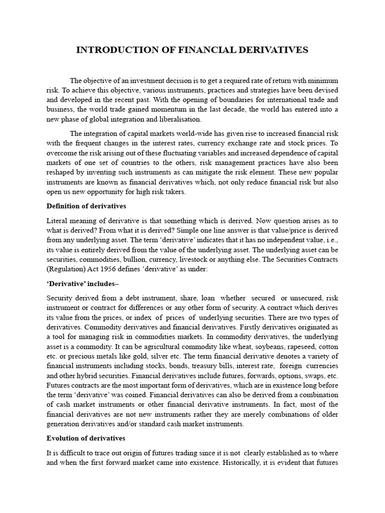 Derivatives Unit 1 Contd. | PDF | Cost Of Living | Derivative (Finance)