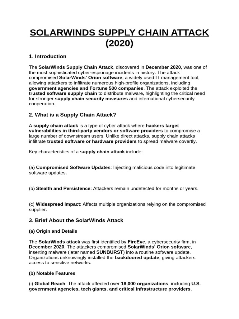 SolarWinds Supply Chain Attack- Lt Enkhbaatar | PDF | Computer Security ...