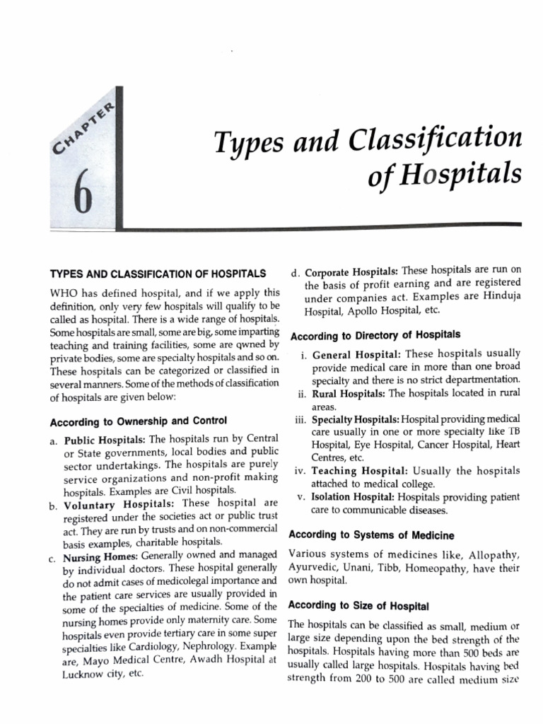 Classification of Hospitals | PDF | Hospital | Health Care