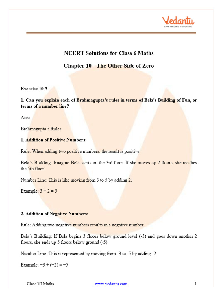Class 6 Maths: The Other Side of Zero | PDF | Notation | Arithmetic