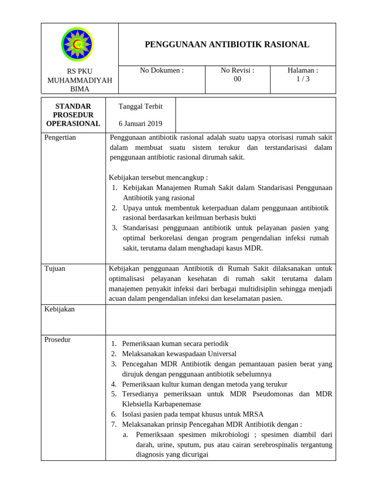 SPO Penggunaan Antibiotik Rasional | PDF