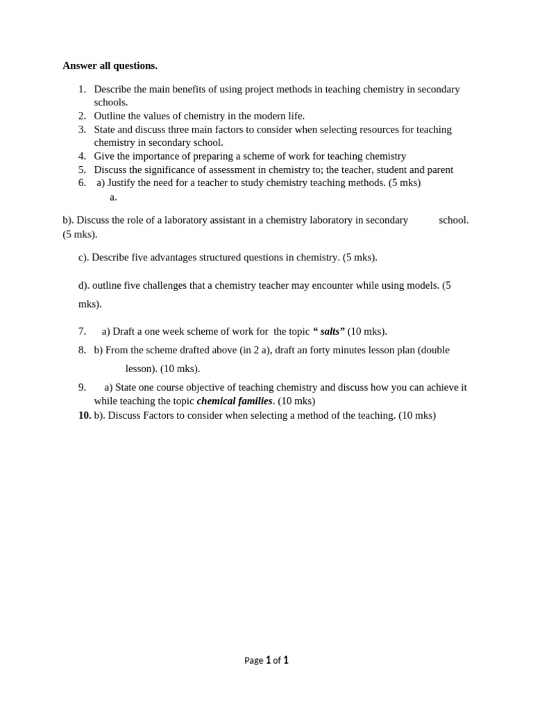 Kcau Chem Methods Exam Nov 2021 (1) (AutoRecovered) | PDF