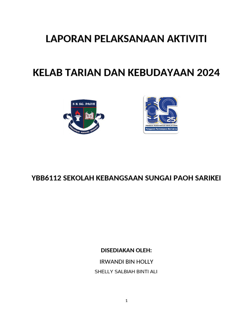 Laporan Pelaksanaan Aktiviti Kelab Kebudayaan SK SG Paoh 2024 | PDF