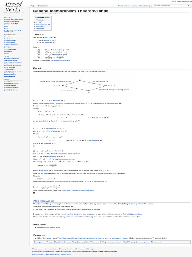 Second Isomorphism Theorem - Rings | PDF | Abstract Algebra | Algebra