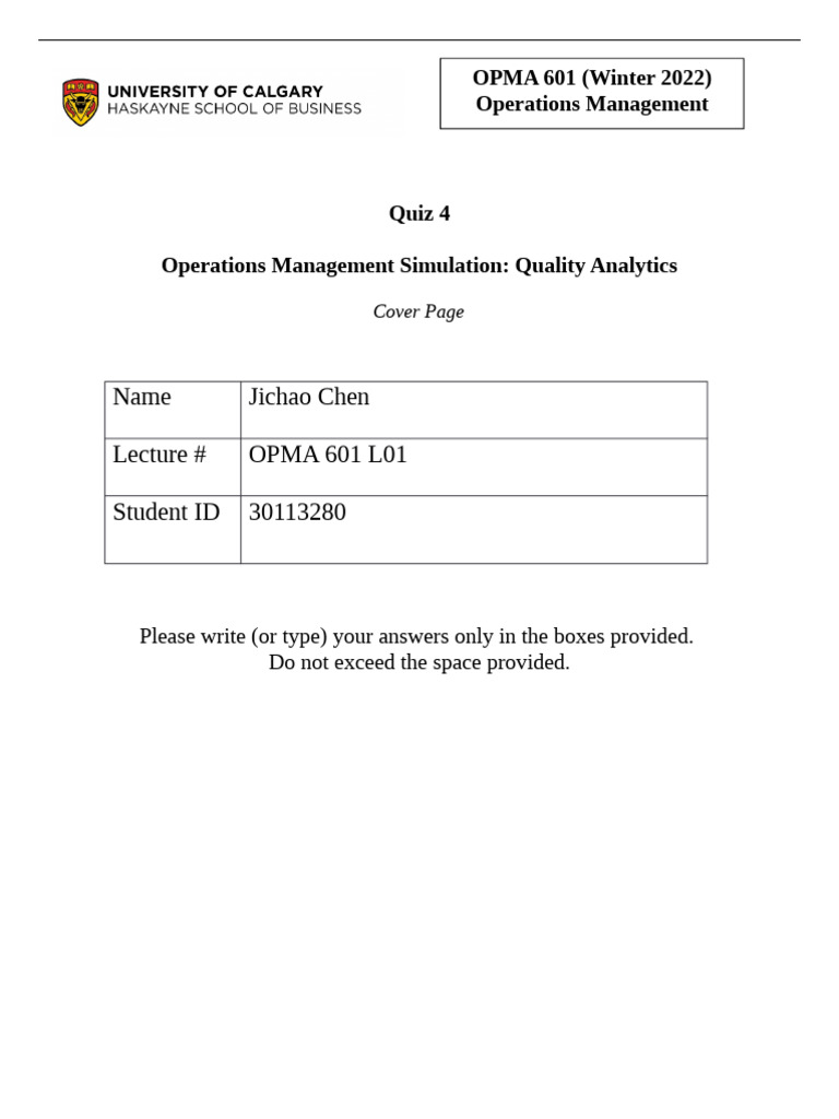 Quiz 4 Worksheet | PDF