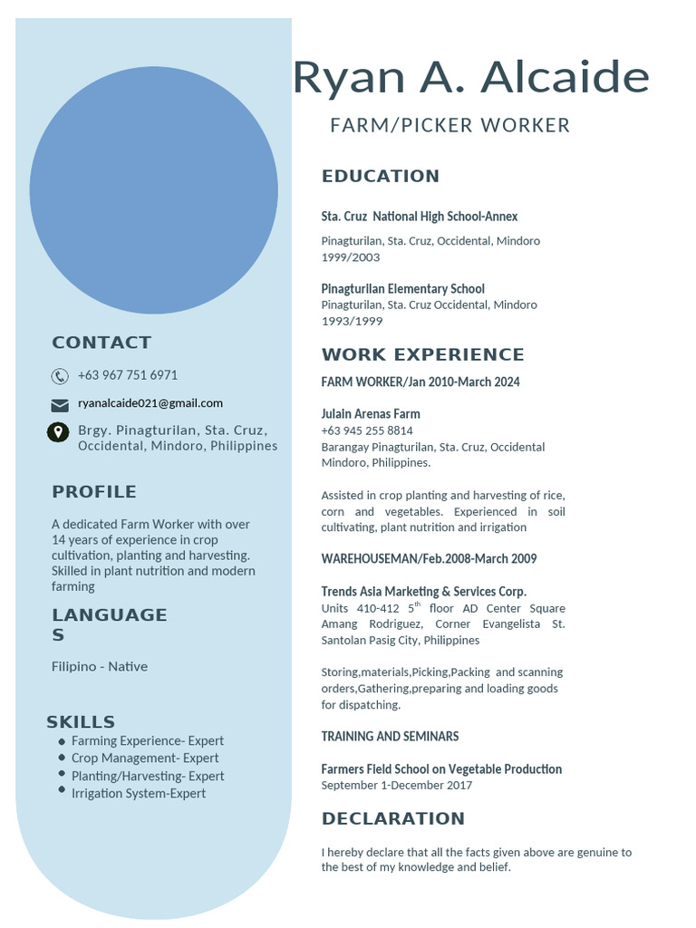 RYAN CV | PDF | Agriculture | Agricultural Science