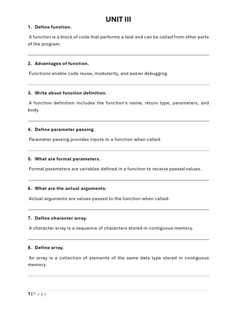 UNIT III | PDF | Parameter (Computer Programming) | Data Type