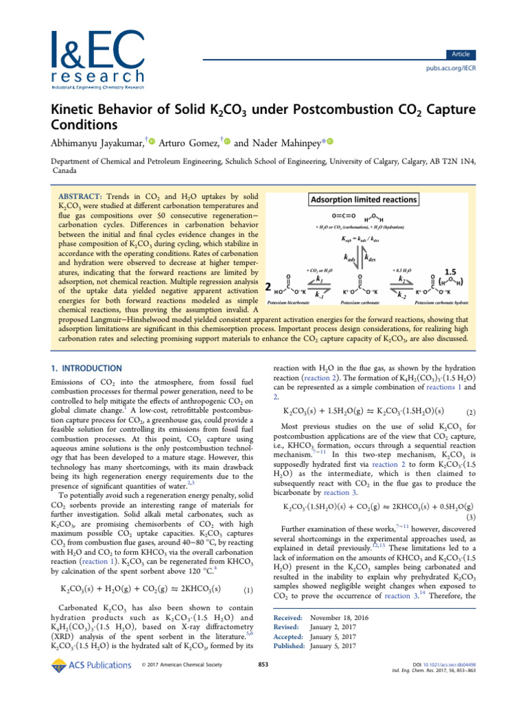 Jayakumar Et Al 2017 Kinetic Behavior of Solid k2co3 Under ...