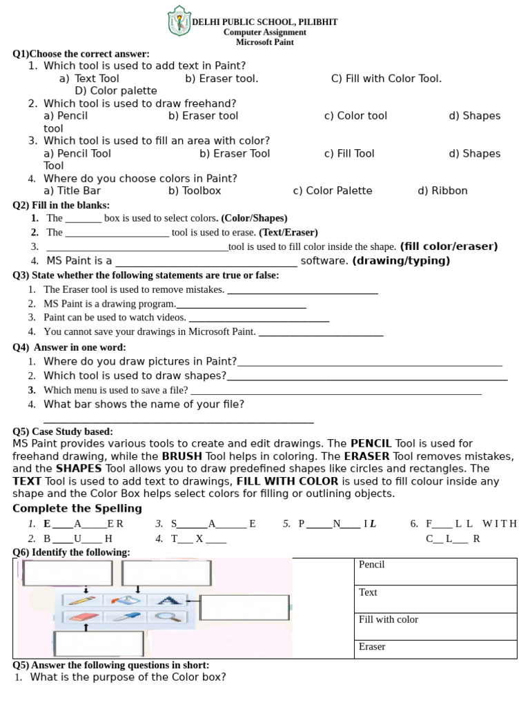 c1 MS PAINT Assignment | PDF | Drawing | Computing