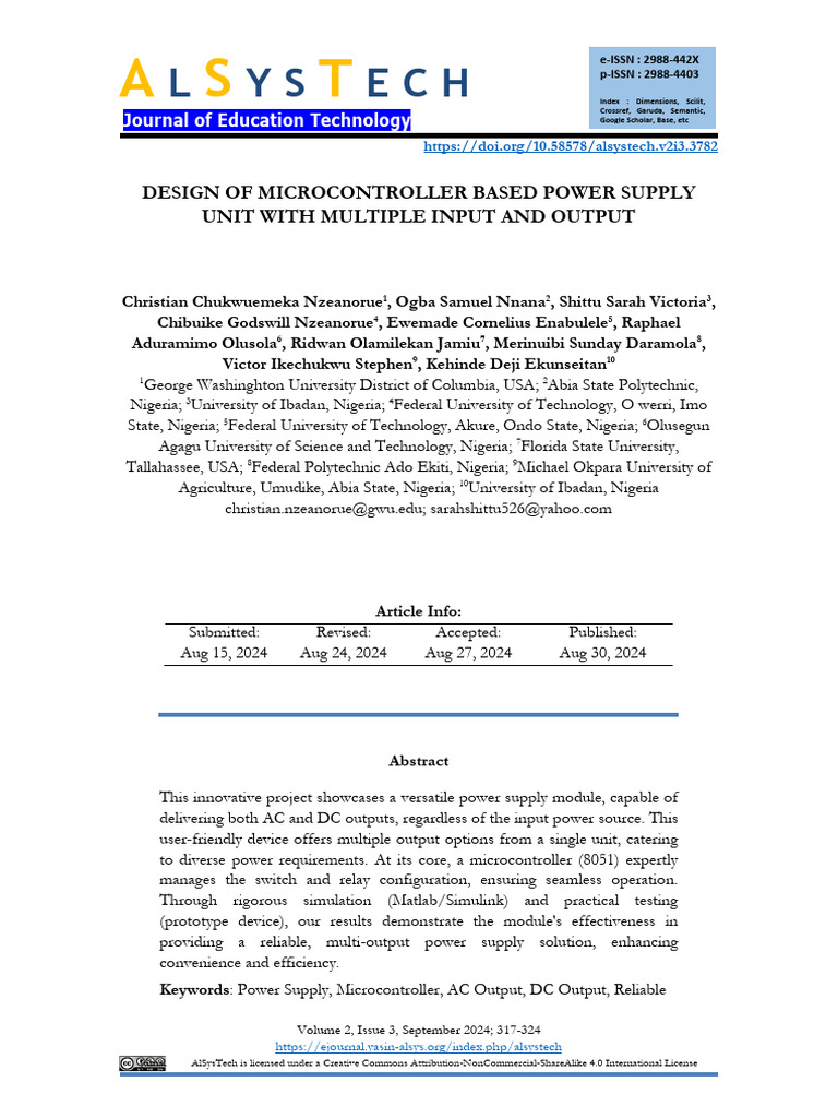Design of Microcontroller Based Power Supply Unit | PDF | Power Inverter | Power (Physics)