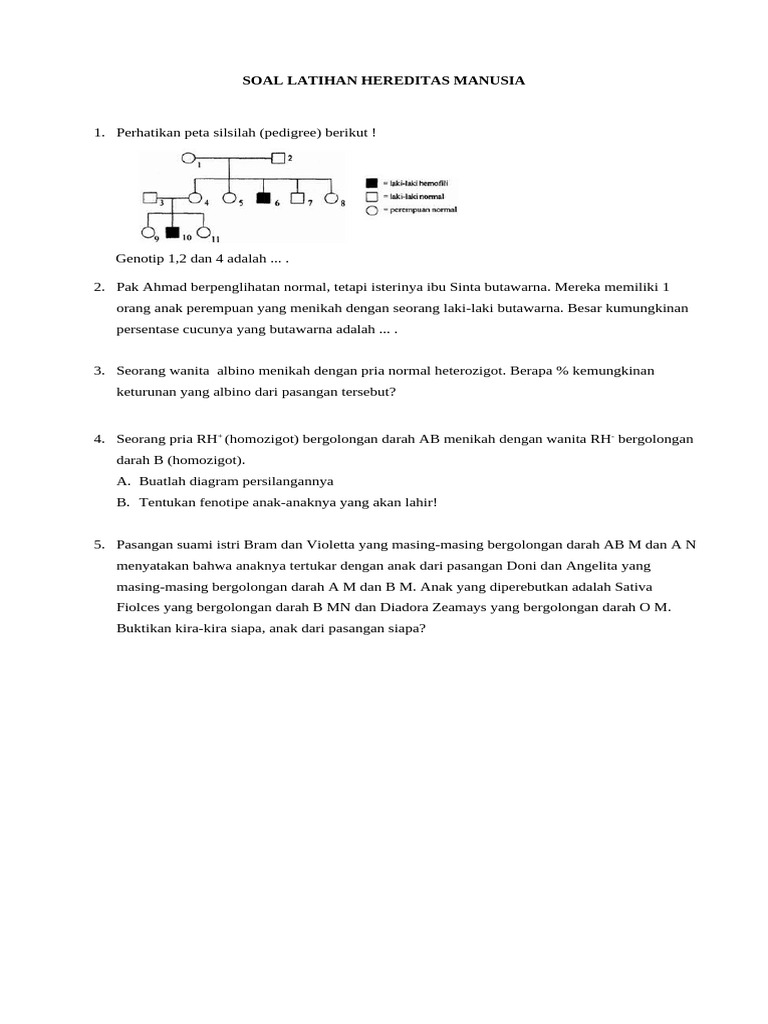 Soal Latihan Materi HEREDITAS MANUSIA | PDF